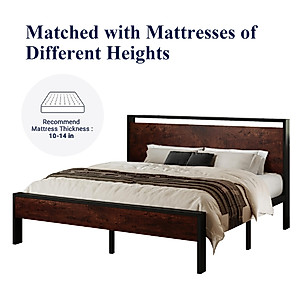 Allewie King Size Platform Bed Frame with Wooden Headboard and Footboard, Heavy Duty 12 Metal Slats Support, No Box Spring Needed, Under-Bed Storage, Non-Slip Without Noise, Mahogany