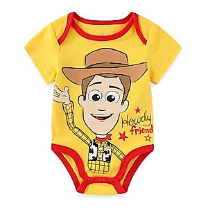 Disney Toy Story Woody, Buzz Lightyear and Rex Boys 3 Pack Bodysuit Creeper for Newborn and Infant
