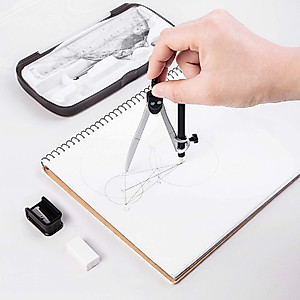 Amazon Basics 10-Piece Math Kit - Includes Compasses, Graphite, Eraser, Sharpener, Protractor, Triangles, Ruler, and Carrying Box