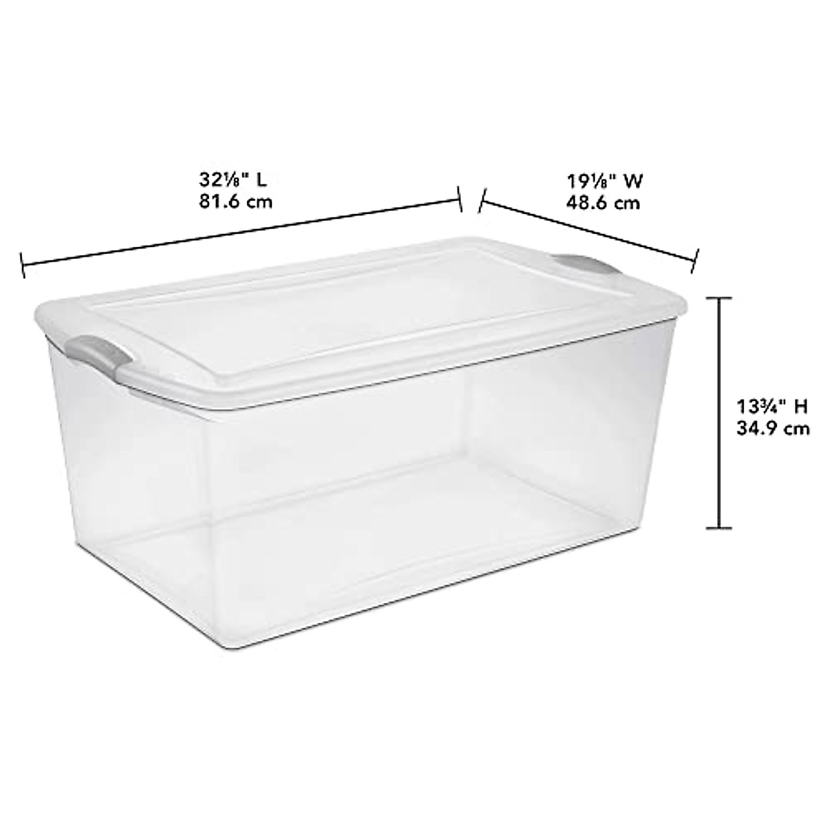 BECENBIN Latch Box Plastic Storage Bin Tote Organizing Container With Durable Lid, 105 Qt. Stackable and Nestable Snap Lid Plastic Storage Bin, Clear With Gray Buckle