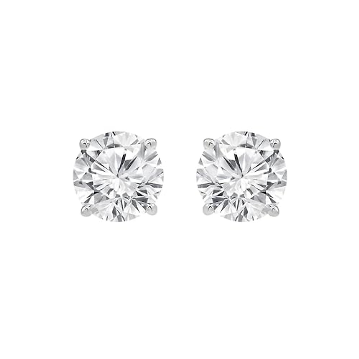 Beyond Brilliance 1.00 Carat Solitaire Diamond Stud Earrings for Women | Round Cut Lab Grown Diamond | 14K White Gold Earrings with Screw Back | Fine Jewelry for Her | Gift Box Included
