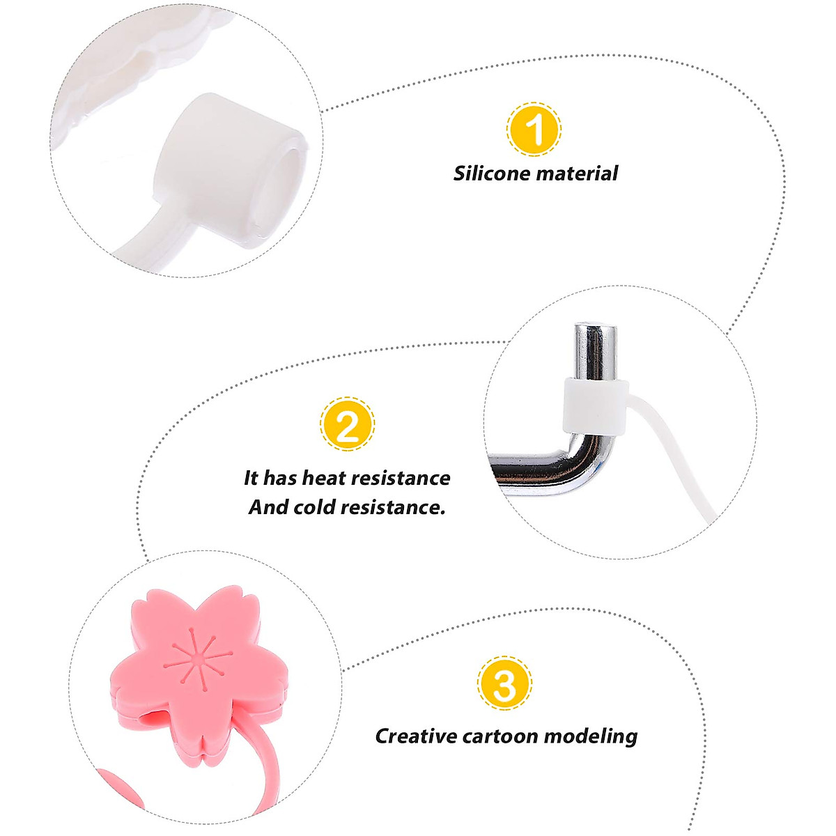 ABOOFAN Silicone Straw Tips Cover 6Pcs Straw Covers Cap Reusable Drink Straw Caps Tips Lids Cute Straw Plug Straw Protector Straw Toppers for 6mm Straws