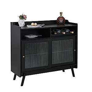 YUSING Buffet Cabinet with Storage, Sideboard Cabinet with Moru Tempered Glass Door, Coffee Bar Cabinet, Coffee Station, Accent Cabinet with Wine Rack for for Kitchen, Living Room, Entryway