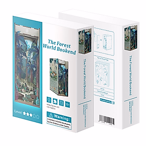 DESMOND 3D Book Nook kit, Forest World Epic Dragons DIY Miniature Dollhouse Kit Bookshelf Insert Personalized Assembled Bookends Wooden Puzzle Miniature Kit