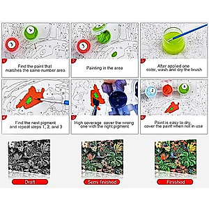 Tropical Flowers Watercolor Paint by Number, Leaves and Plants Paint by Numbers for Adults Kids Beginner, Bird DIY Oil Painting by Numbers on Canvas for Kids Perfect Gifts, 16x20 Inch, Without Framed