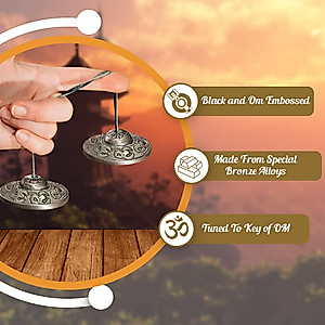 Lamatar1 Buddhist Tingsha Symbols- 2 Inch Mini Size With Blue Cotton Zip-Up Case Bag -Hand Made From Nepal- For Sound Therapy, Cleansing, Reiki & Meditations