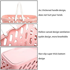 Hedume Set of 4 Plastic Organizer Storage Baskets with Handles, Portable Shower Caddy Basket, Portable Organizer Bins for Bathroom, Dorm, Kitchen, Bedroom