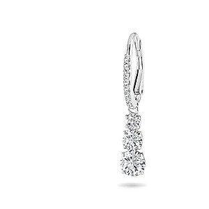 Swarovski Stilla Attract Trilogy Drop Pierced Earrings with White Crystals on a Rhodium Plated Setting with Hinged Closure