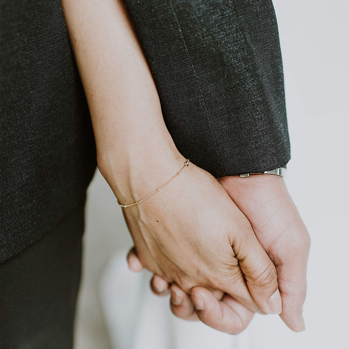 Gold Bracelets for Women, 14K Gold Filled Layering Beads Chain Bracelet Dainty Handmade Layered Oval Chain Bracelets Personalized Jewelry Gifts for Women Girls