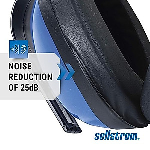 Sellstrom Noise Cancelling Adjustable Safety Ear Muffs, ANSI S3.19 Certified, 25dB NRR, Blue, S23401