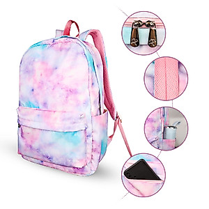 CNBINGO Backpacks for Girls Galaxy Purple Girls Backpack Water Resistant Unicorn School Bookbags For Elementary Middle Teen Girls