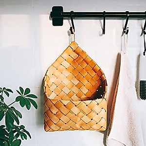 Alipis Wooden Organizer Bag Key Plants Woven Bathroom Clo Wall Basket Household Rope Flower Pocket Home Bin Clothing Mounted Sundries Office Mail Hanging Organiser for Decor Letter