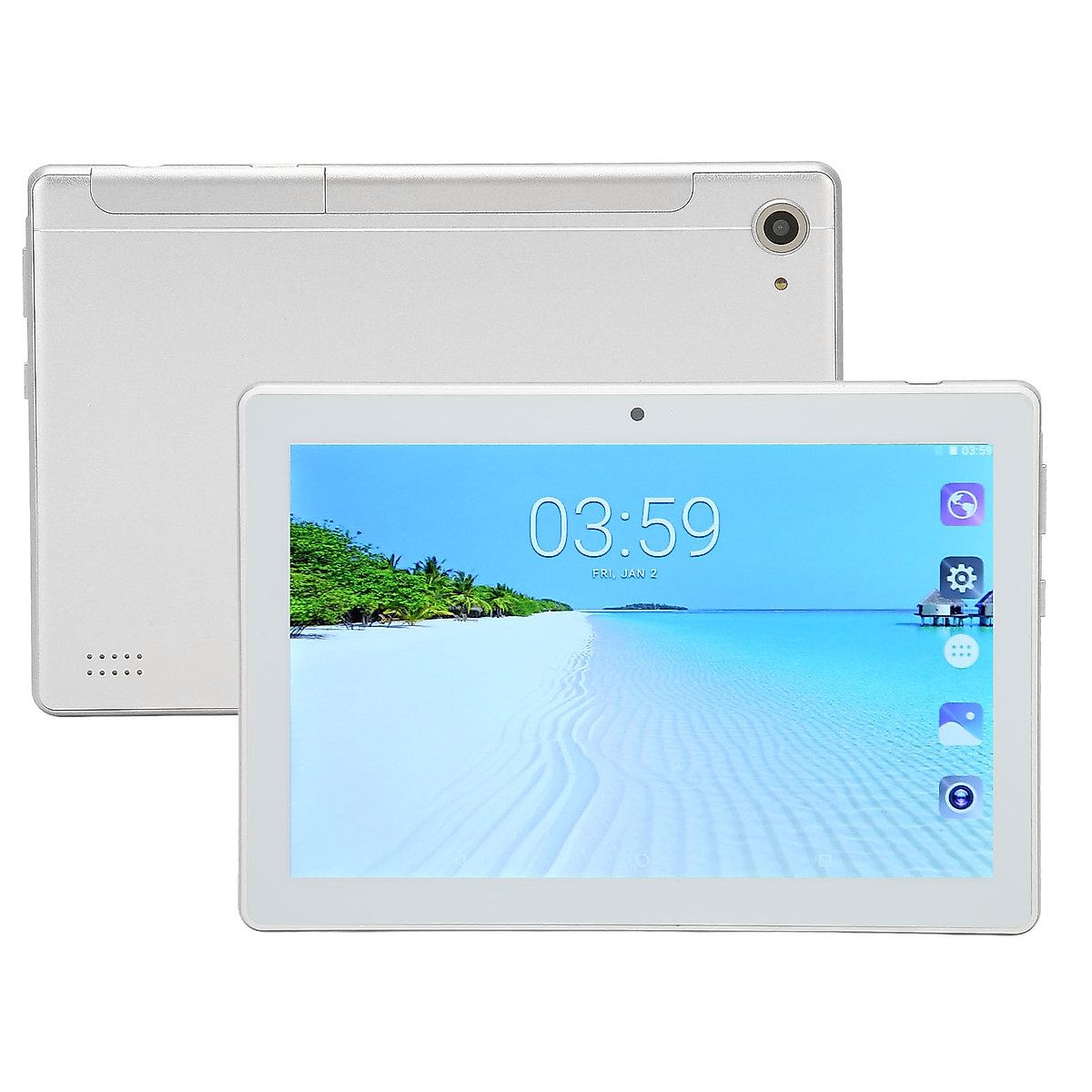 DAUERHAFT Office Tablet, US Plug 100‑240V Tablet PC 6GB RAM 128GB ROM 4G LTE 5G WiFi 3 Card Slots for School (Silver)