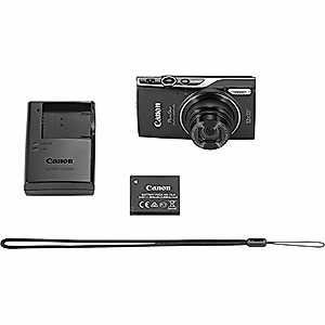 Canon PowerShot ELPH 360 HS Digital Camera (Black) (1075C001) + 64GB Memory Card + Case + Card Reader + Flex Tripod + Memory Wallet + Cap Keeper + Cleaning Kit (Renewed)