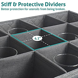 Merb Home - China Storage Set - Dinnerware & Glass Storage Containers - Hard Shell and Stackable Storage Boxes - Protects Dishes Cups and Mugs, Felt Plate Dividers Included (6-Pieces Grey)