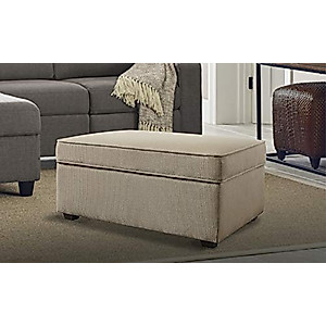Serta Olin Storage Ottoman with Lid, Contemporary Design, Hinged Lid, Can Be Used as Footrest or Extra Seat, Easy Assembly, Beige
