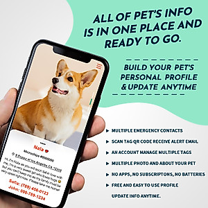 MYLUCKYTAG QR Code Stainless Steel Pet ID Tag Personalized Dog Tag, Online Pet Profile, Pet Location Alert Email, Digital Pet Tag, Durable Pet ID, Dog Collar Tag, Engraved Pet Tag