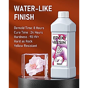 INCLY 64OZ Crystal Clear Epoxy Resin Kit, High Gloss & Bubbles Free Resin Supplies For Coating and Casting, Table Top, Countertop, River Table, Wood, Jewelry Making, Mold, Art Craft, Self Leveling 1:1