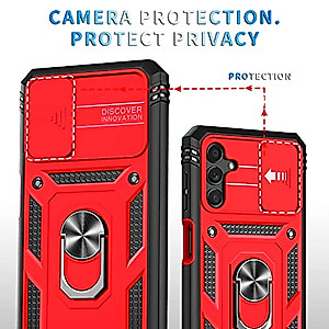 SunStory Samsung Galaxy A13 5G Case with HD Screen Protector [2 Packs], Kickstand [ Military-Grade ] Slide Camera Cover 360 Full Body Protective Cover for Samsung Galaxy A13 5G (Red)