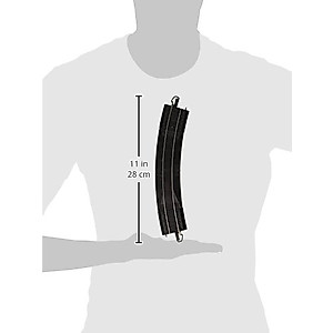 Bachmann Trains - Snap-Fit E-Z TRACK 18” RADIUS CURVED TERMINAL RERAILER w/WIRE (1/card) - STEEL ALLOY Rail With Black Roadbed - HO Scale