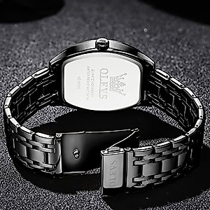 OLEVS Watch for Men Business Dress Diamond Analog Quartz Date Luxury Men Watches Black Casual Stainless Steel Waterproof Luminous Two Tone Man Wrist Watch Square