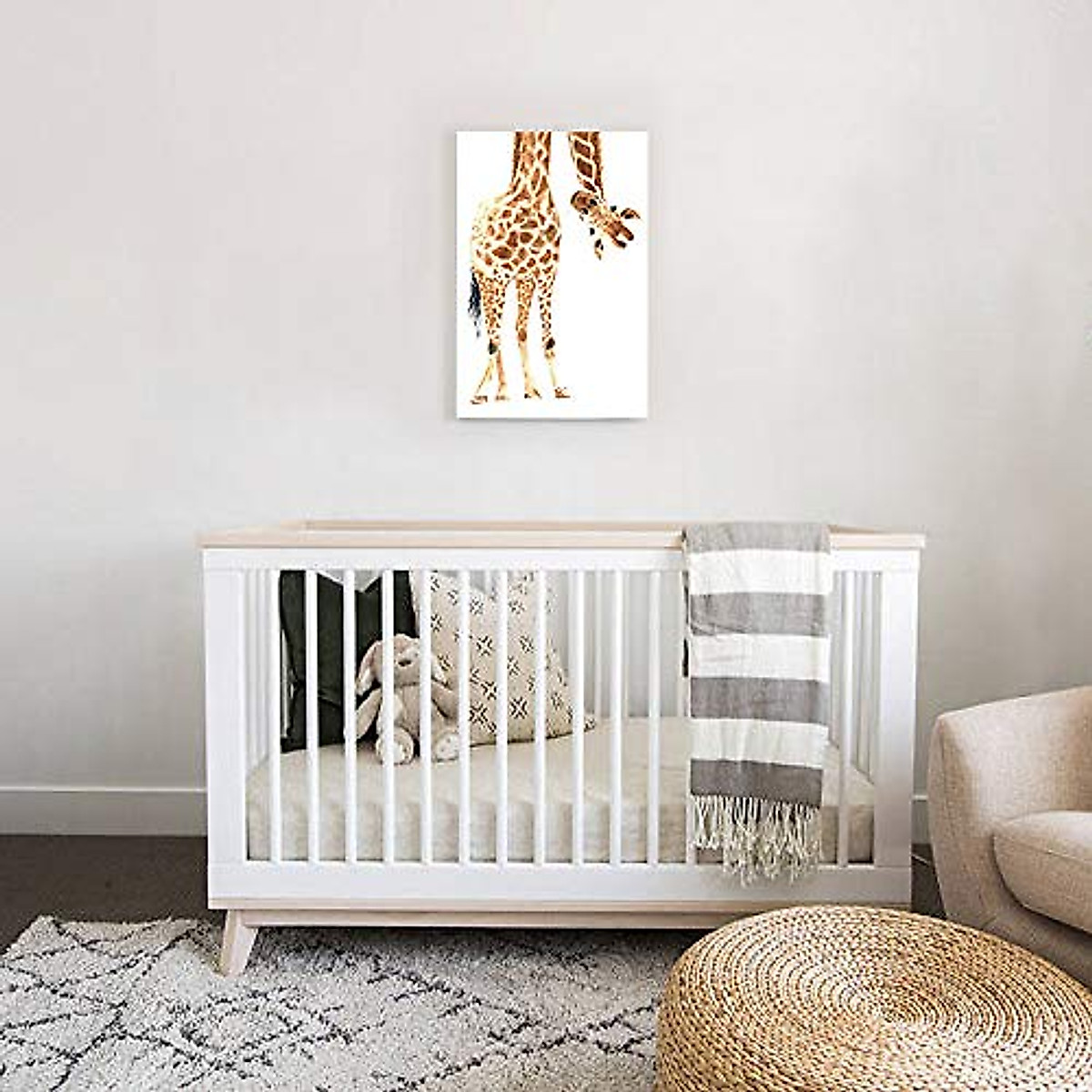 SUMGAR Animal Wall Art Cute Giraffe Canvas Prints Yellow Artwork Pictures for Nursery Room Ready to Hang Girls and Boys Baby Gifts,12x16 inch