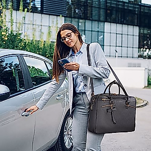 17.3 Inch Laptop Briefcase, Large Convertible Briefcase Backpack for Women, Waterproof PU Leather Women Laptop Bag for Work, 3 in 1 Shoulder Bags Computer Messenger Bag Gift for Business Women, Black