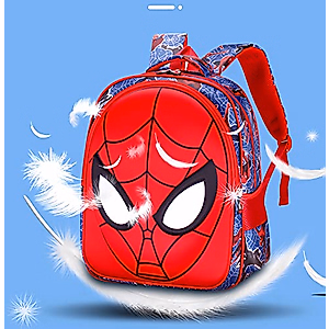 SUFRAH 13inch Cartoon Backpack Red&Blue Comic Waterproof Durable Lightweight Bookbag Fashion Causal Travel Bag