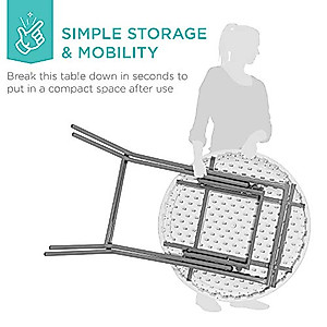 Best Choice Products 32in Bar Height Folding Table, Round Indoor Outdoor Accessory for Patio, Backyard, Dining Room, Events w/Thick Table Top, Metal Frame, Locking Legs, 330lb Weight Capacity - White