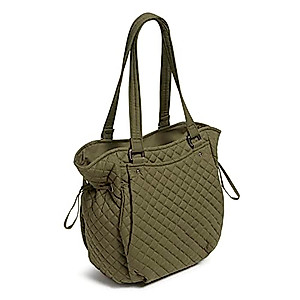 Vera Bradley Women's Cotton Glenna Satchel Purse, Climbing Ivy Green - Recycled Cotton, One Size