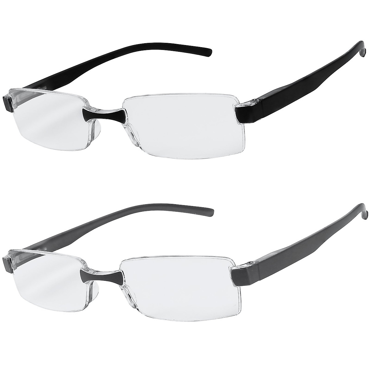 Success Eyewear Reading Glasses Set of 2 Rimless Ultra Lightweight Comfort Glasses for Reading for Men and Women Set of Black and Grey Matte 2.75
