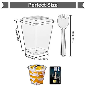 Tisovixo Clear Dessert Cups with Lids and Spoons, 100 Pack 5.4oz Mini Dessert Cups,Parfait Appetizer Cup, Reusable Mini Tumbler Serving Cups for Party Desserts Halloween Thanksgiving Christmas