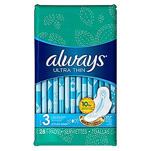 Always Pads Ultra Thin Size 3-28 Count Extra Long Super (2 Pack)