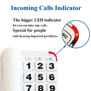 Elderly Phones for Seniors, HePesTer P-46 Amplified Corded Phone for Hearing Impaired Extra Large Button Phone with Loud Speakerphone for Elderly Home Landline Phones Visually Impaired Telephone