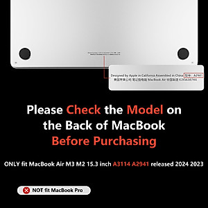 MEEgoodo Glitter Case for M3 MacBook Air 15 inch Case 2024 2023, Fit Model A3114 A2941 with M3 M2, Laptop Shell with Keyboard Cover & Camera Cover & OTG Adapter for 15.3" MacBook Air Case, Star Clear