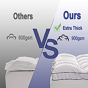 Twin Size Mattress Pad Topper - Extra Thick Quilted Fitted Mattress Protector Pillow Cotton Top with 21" Deep Pocket for 8-24 inches Mattress,Soft and Breathable Bed Topper Cover