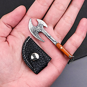 Ruksifg Mini Knife Set Tiny Knife Mini Axe for Package Opener, Letter Opener, Collection, Mini Knives Set with Sheath and Sharpener(Mixed Color-4Pcs)