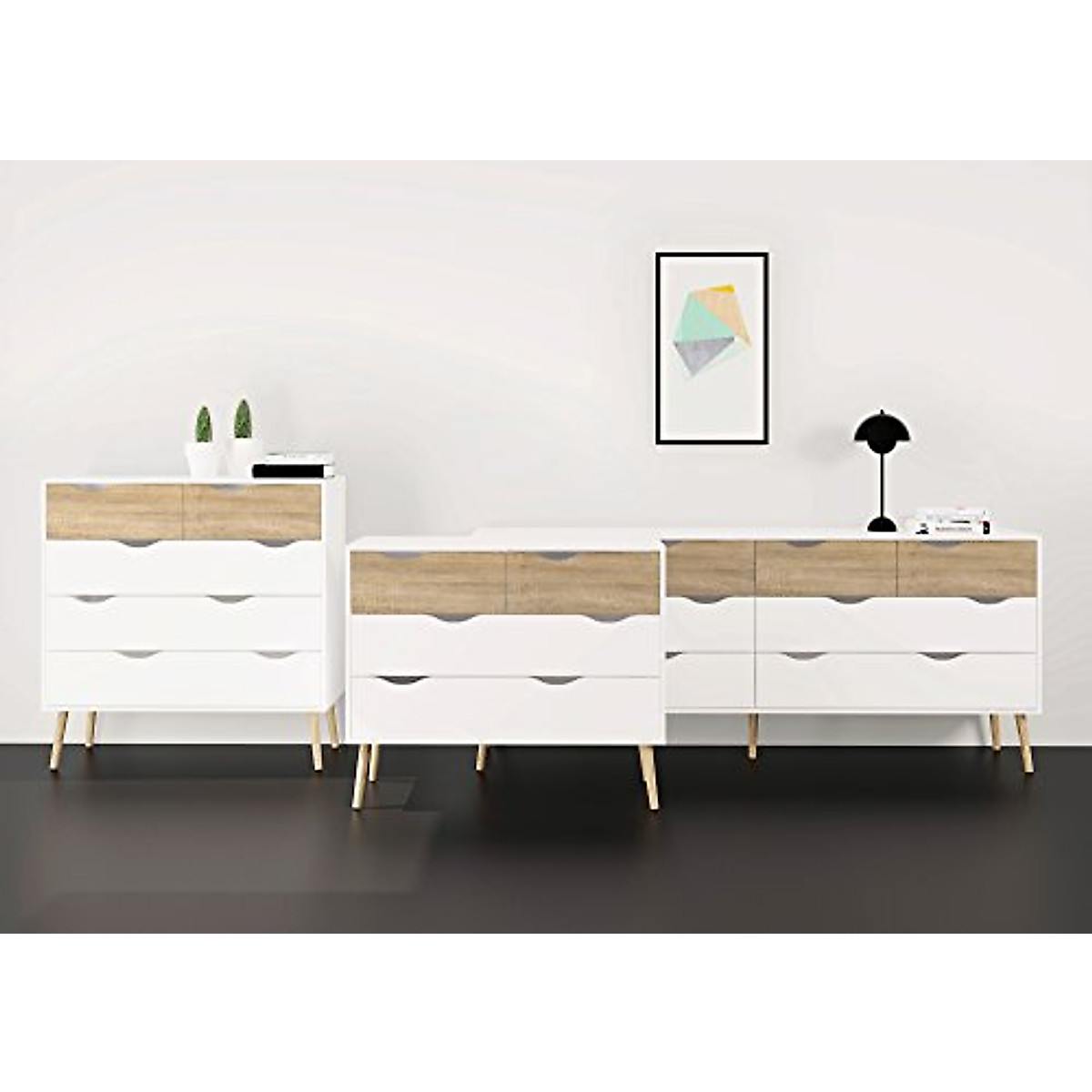 Tvilum Diana 8 Drawer Dresser, White/Oak Structure