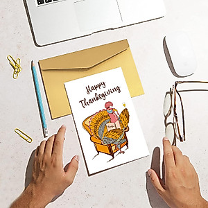 Funny Thanksgiving Turkey Card for Women Men, Hilarious Fall Seasons Card, Happy Thanksgiving Card for Family Friend, Thankful Holiday Card