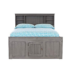 Discovery World Furniture Charcoal Full Bookcase Bed with 6 Drawers