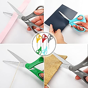 Scissors Set of 12-Pack, BURVAGY 8" Scissors All Purpose Comfort-Grip Handles Sharp Scissors for Office Home School Craft Sewing Fabric Supplies, Right/Left Handed