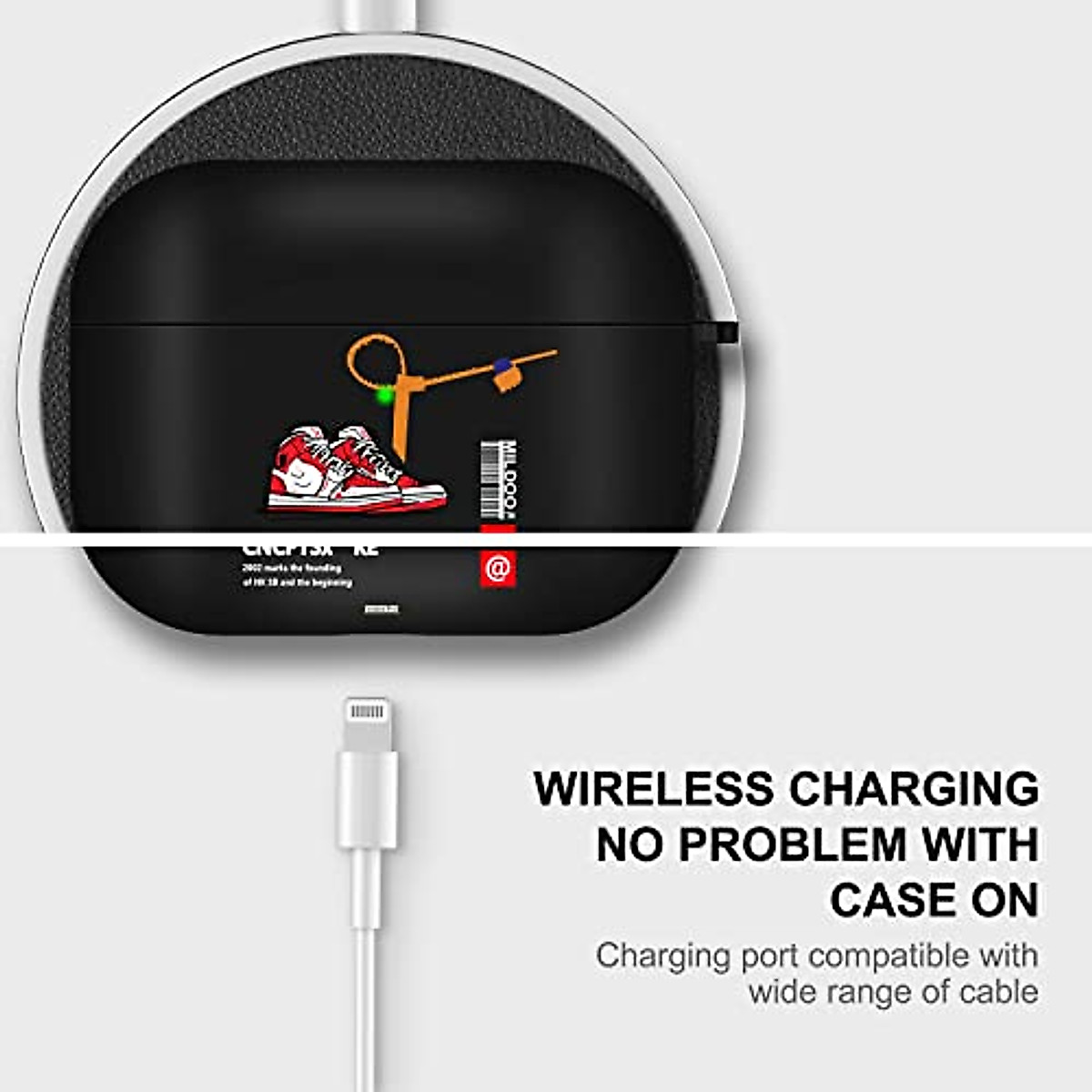 EJMM for Airpods Pro Case, Special Designed Hot Off Sport Patten Airpods Pro Case Cover Compatible Airpods Pro 2019 for Men Women,Black Red Shoes