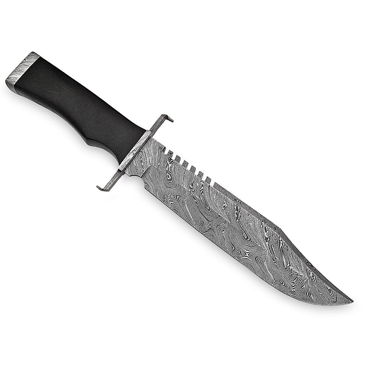 SFG - 14" Fixed Blade Hunting Bowie Knife, Damascus Steel Blade, Non-Slip Black Micarta Handle, Hunting, Camping, Backpacking, Fishing, Unique Gift Item For Him