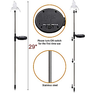 MAGGIFT 6 Pack Outdoor Solar Figurine Lights, Solar Powered Garden Stake Light, Color Changing LED Landscape Lighting, Sparkling Star Flower Hummingbird Butterfly Dragonfly Bee for Patio Yard Pathway