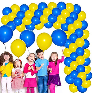 Blue and Yellow Balloon Garland Arch Kit, 122PCS Royal Blue Yellow Balloon Arch for Birthday Wedding Baby Bridal Shower Graduation Anniversary Bachelorette Decoration