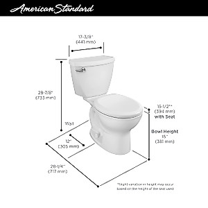 American Standard 270DA001.020 Cadet 3 Round Front Two-Piece Toilet with 12-Inch Rough-In, White