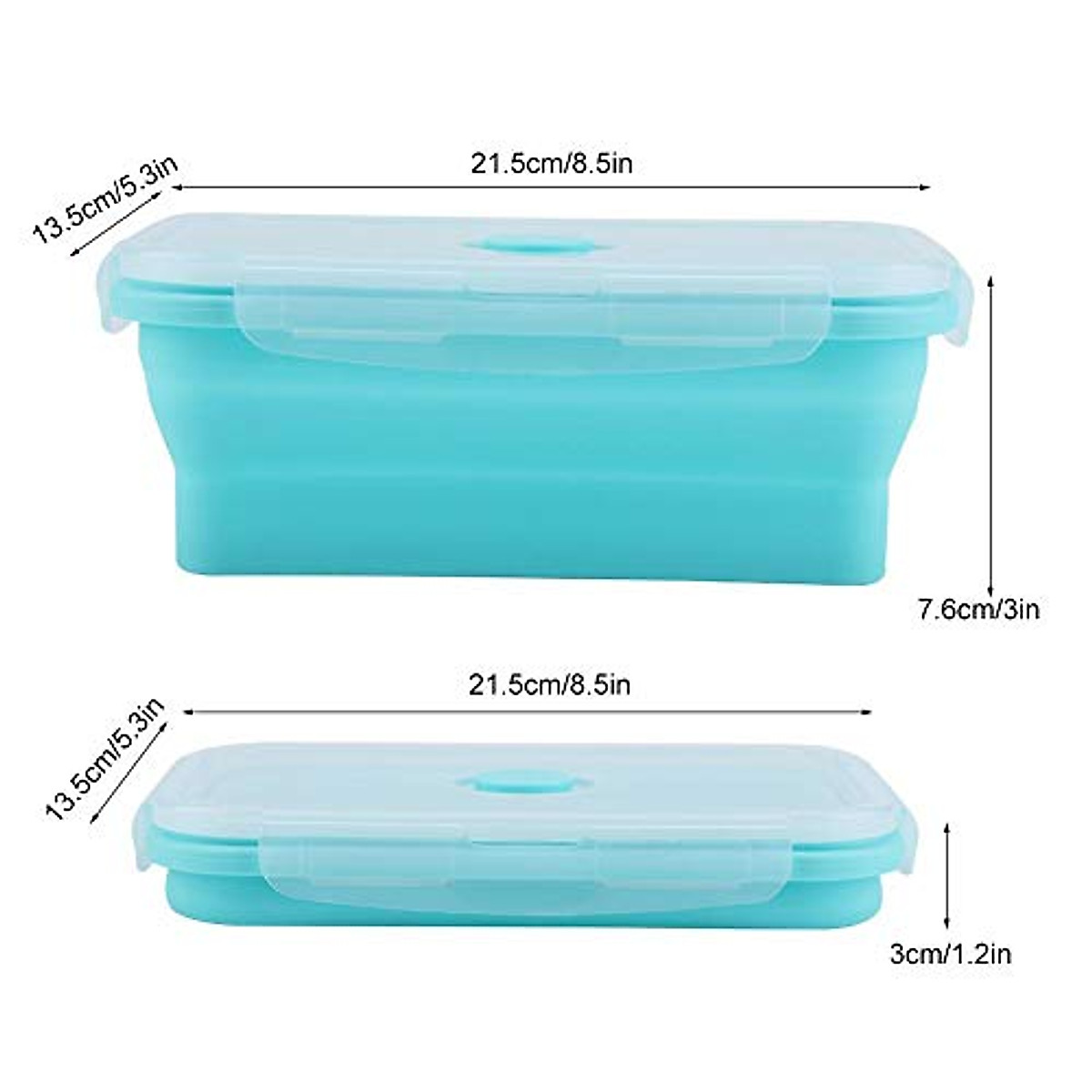 4 Size Silicone Collapsible Portable Lunch Box Bowl Bento Boxes Eco-Friendly Folding Food Container Lunchbox 350/500/800/1200ml(Green 1200ml)
