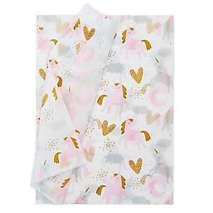 Unicorn Tissue Paper Bulk for Birthday Gift Wrap, 20 Sheets 20"x 28" Per Sheet, Unicorn Wrapping Paper Girls Kids for Gift Bags, Christmas Baby Shower Wrapping, Unicorn Party Decorations