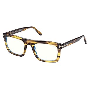 Tom Ford FT 5757-B BLUE BLOCK Striped Havana/Blue Filter 52/22/145 unisex Eyewear Frame