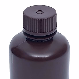 Cole-Parmer Essentials Amber Narrow-Mouth Plastic Bottle, HDPE, 125mL (4oz); 12/PK